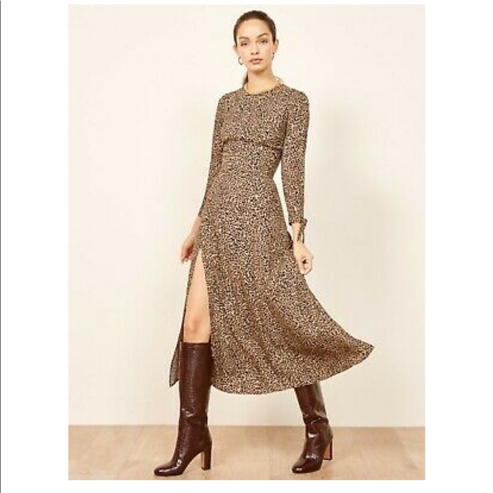 Reformation Bengal Leopard Print Zelda Midi Dress - Gem
